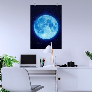 Full Moon, Blue Moon (hi-res Poster) — Space Poster, Moon Poster, Space ...