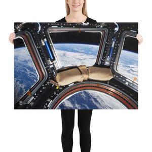 Earth From Space Poster — ISS Cupola View, Earth Horizon, Real NASA ...