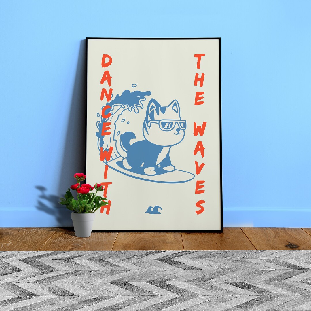 Anime Poster: Dance With the Waves / Cat Surfer — Vaporwave Poster ...
