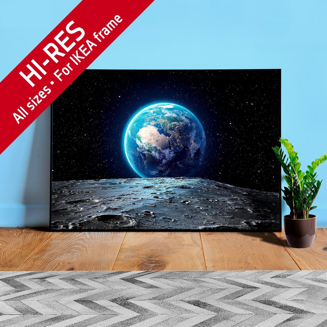 Earth and Moon: Earth on the Horizon of the Moon hi-res Photo Poster ...