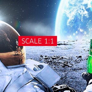 Astronaut on the Moon With Beer — Matte Paper Framed Poster With Mat ...