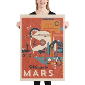 Welcome to Mars — Vintage Space Poster, Retro Space Art, Propaganda ...