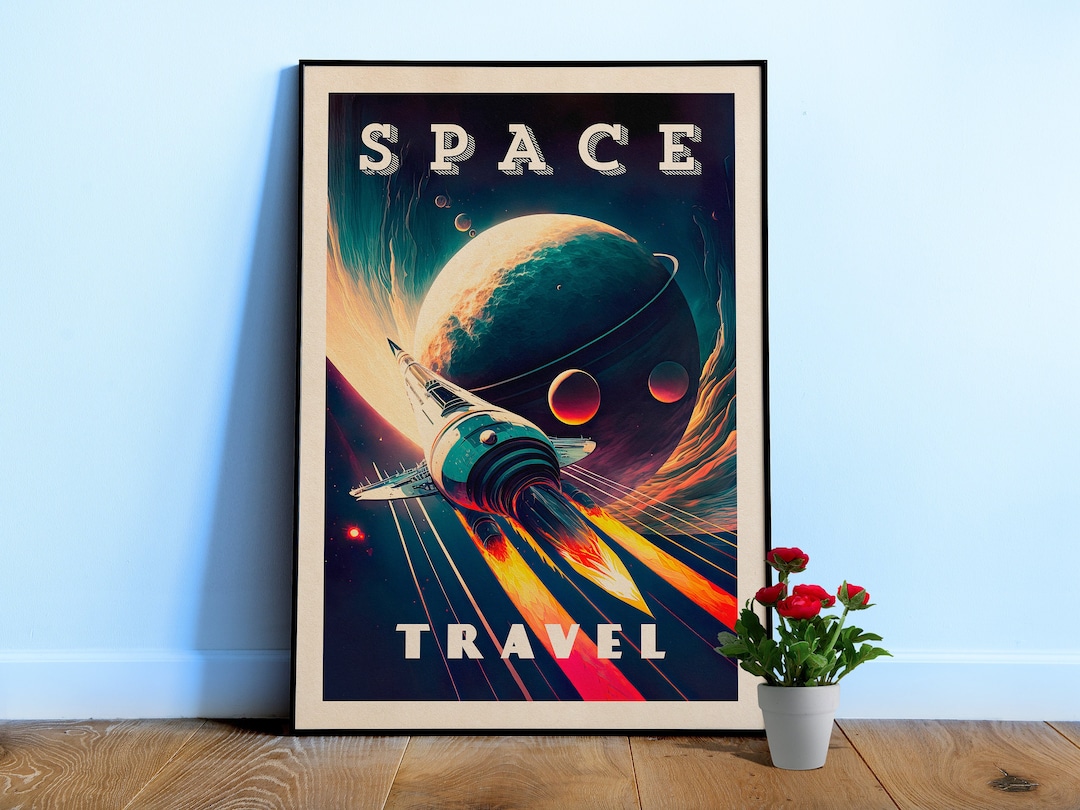 Space Travel — Vintage Retro Space Poster, Retrofuturism Poster, Retro ...