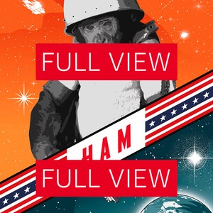 Ham, First Chimp in Space, USA 1961 Vintage Space Poster, Retro Space ...