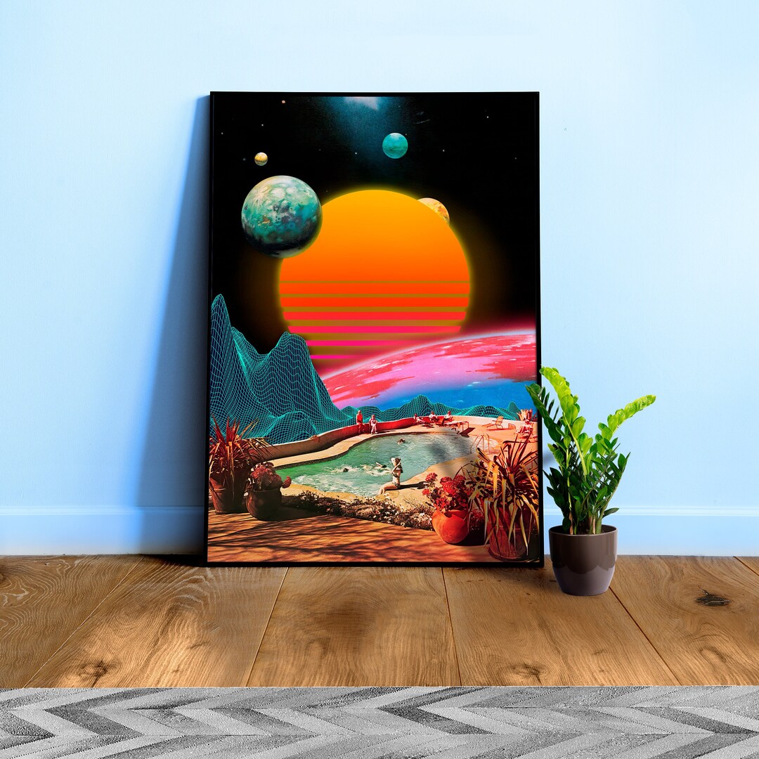 Retrowave Space Retro Collage 1950s — Space Vintage Collage Poster ...