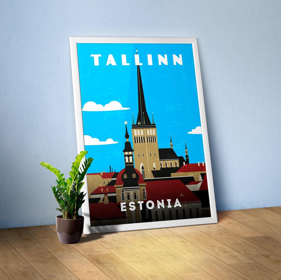 Tallinn, Estonia Poster — Retro Travel Minimalist Poster, Retro Travel ...