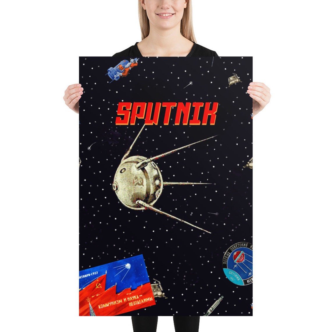 Sputnik: Gagarin space art Sovietwave Poster | Etsy