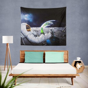 Astronaut on the Moon With Beer ∎∎∎ — Indoor Wall Tapestries, Space ...