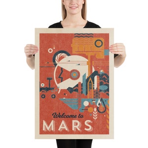 Welcome to Mars — Vintage Space Poster, Retro Space Art, Propaganda ...