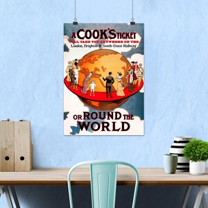 Thomas Cook Agency, UK 1904 — Retro Travel Poster, Vintage Travel Art ...