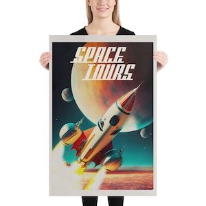 Space Tours — Vintage Retro Space Poster, Retrofuturism Poster, Retro ...