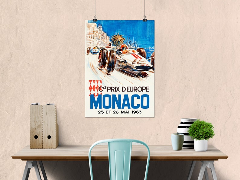 Monaco Vintage F1 Grand Prix 1963 Poster Vintage Formula 1 - Etsy