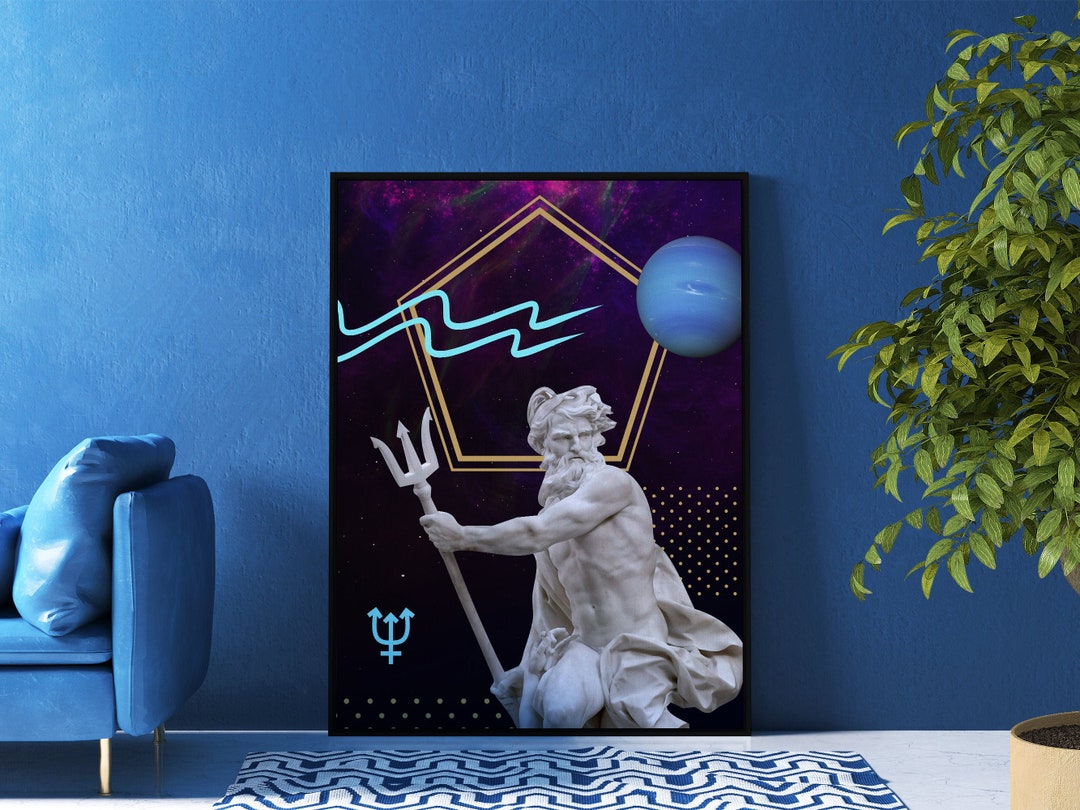 Neptune: God and Planet Poster – Synthwave Mythology Wall Art ...