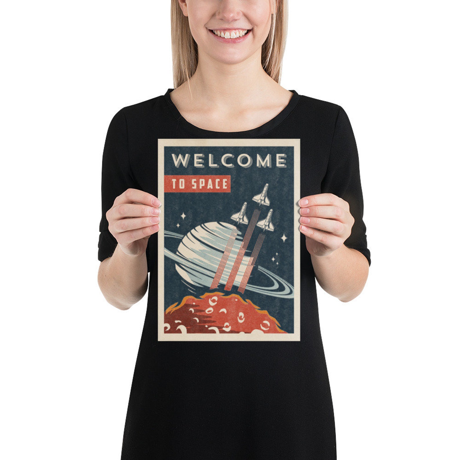 Welcome to Space — Retro Space Travel Poster. 1950s Vintage Space Art ...