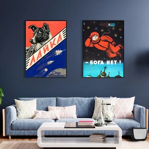 Laika, First Space Dog, USSR 1950s — Soviet Retro Space Art Poster ...