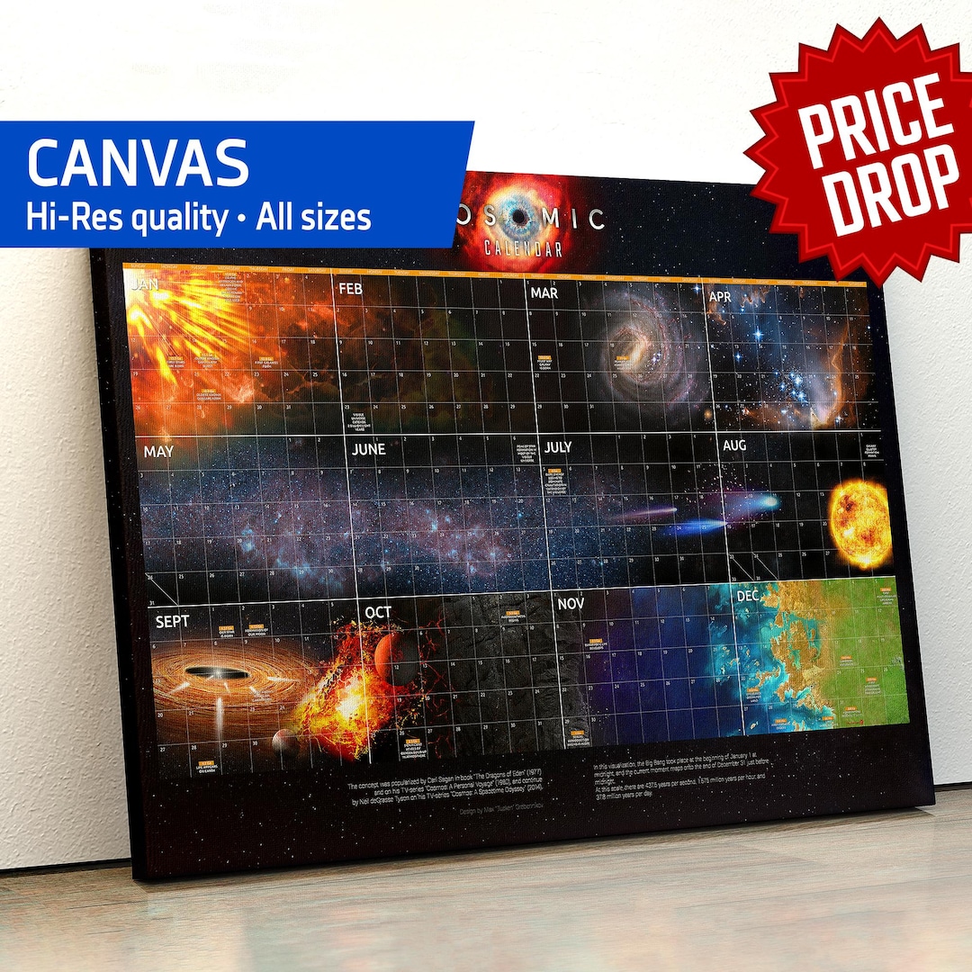 Cosmic Calendar (carl Sagan Style), Universe Evolution Chart — Canvas ...