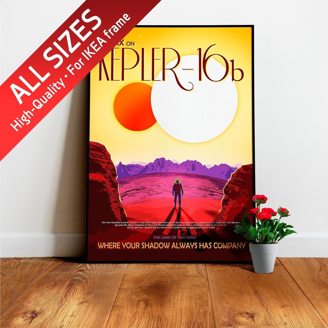 Planet Kepler-16 B — Vintage Space Poster, Retro Space Art Print, Space ...