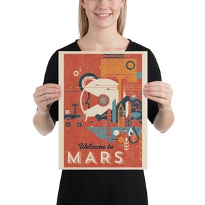 Welcome to Mars — Vintage Space Poster, Retro Space Art, Propaganda ...