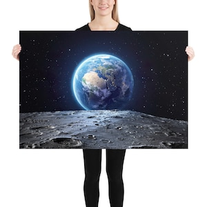 Earth and Moon: Earth on the Horizon of the Moon (hi-res Photo Poster ...