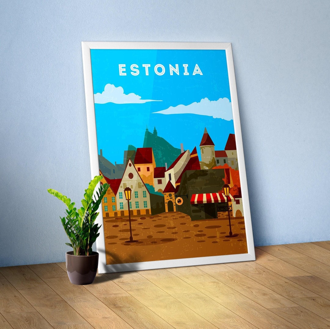 Estonia Poster, Tallinn — Retro Travel Minimalist Poster, Retro Travel ...