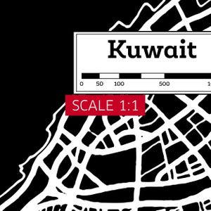 Kuwait City Map, Hand Drawn Poster — Black/white Modern Urban Print ...