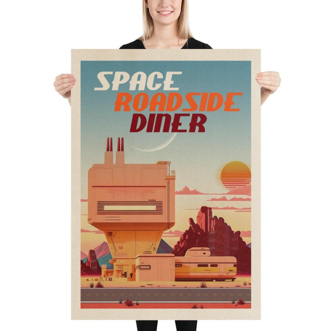 Space Roadside Diner — Vintage Space Poster, Retro Space Art ...