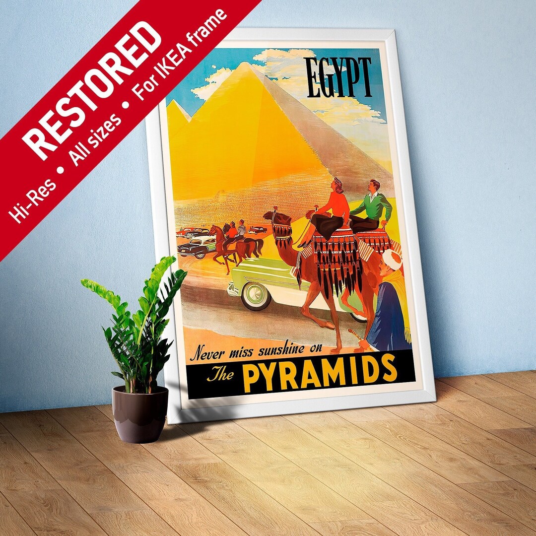 Egypt. Pyramids, 1950s — Retro Vintage Travel Poster, Retro Travel Art ...