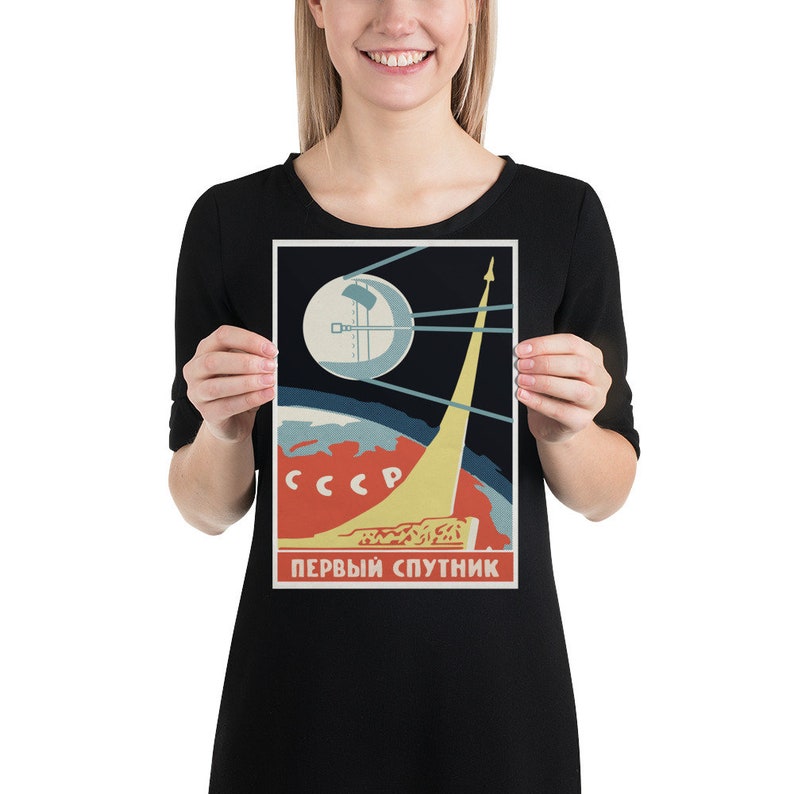 First Sputnik, USSR 1950s — Soviet Vintage Space Poster, Soviet Retro ...
