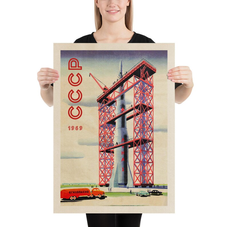 Moon-1, USSR 1969 — Soviet Vintage Space Poster, Retro Soviet Art ...