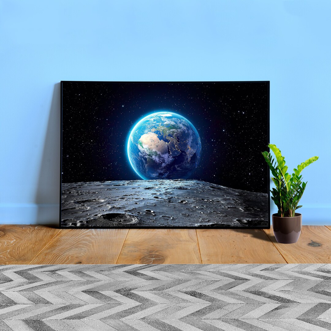 Earth and Moon: Earth on the Horizon of the Moon (hi-res Photo Poster ...