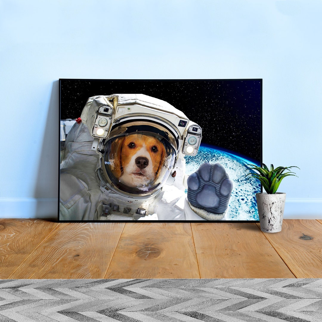 Dog Astronaut in Earth Orbit, NASA Photo — Space Collage Poster ...