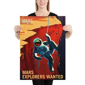 NASA Mars Vintage: Mars Explorers Wanted — Retro Space Poster, Science ...