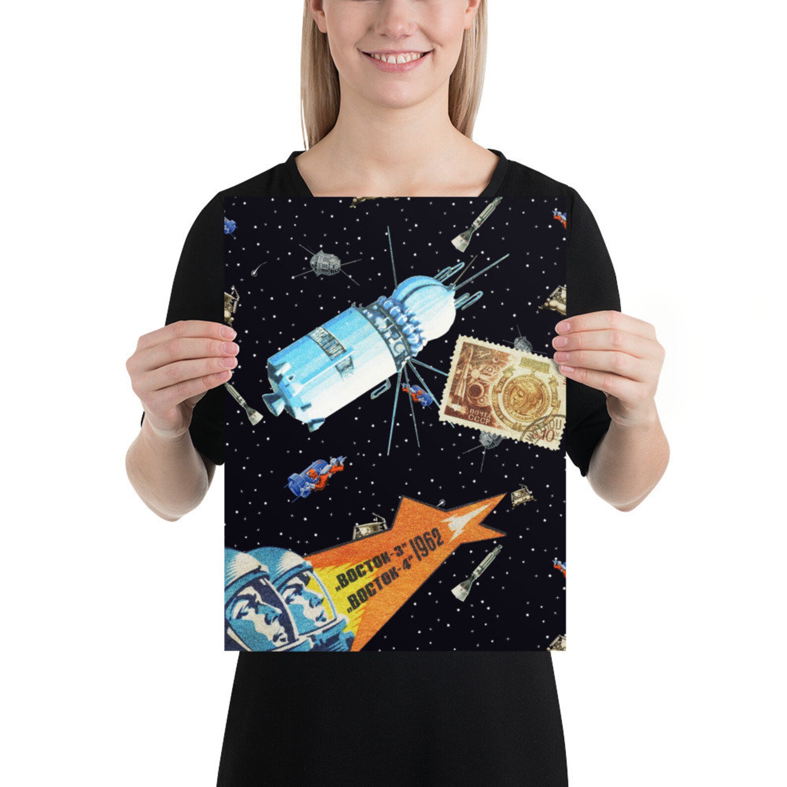Gagarin Space Art sovietwave: Vostok-3 1962 Soviet - Etsy