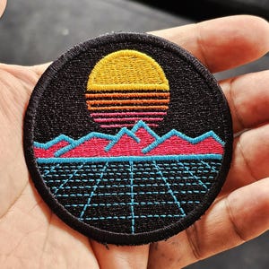 Synthwave/retrowave/vaporwave Sunset Patch — Embroidered Patch, Space ...
