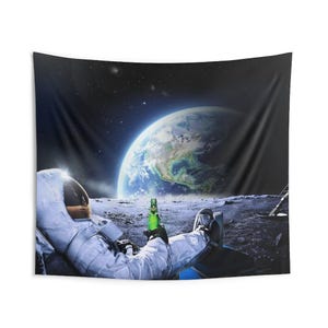 Astronaut on the Moon With Beer ∎∎∎ — Indoor Wall Tapestries, Space ...