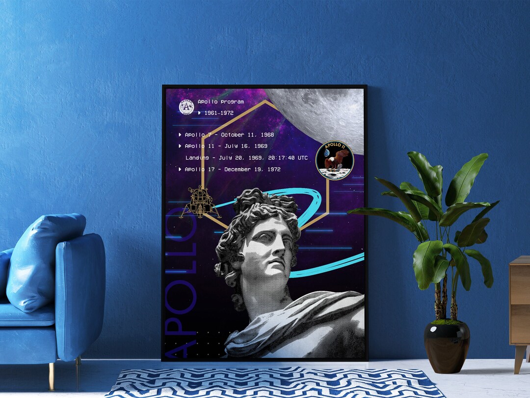 NASA Apollo Program Poster – Retro Space Program Wall Art, Synthwave ...
