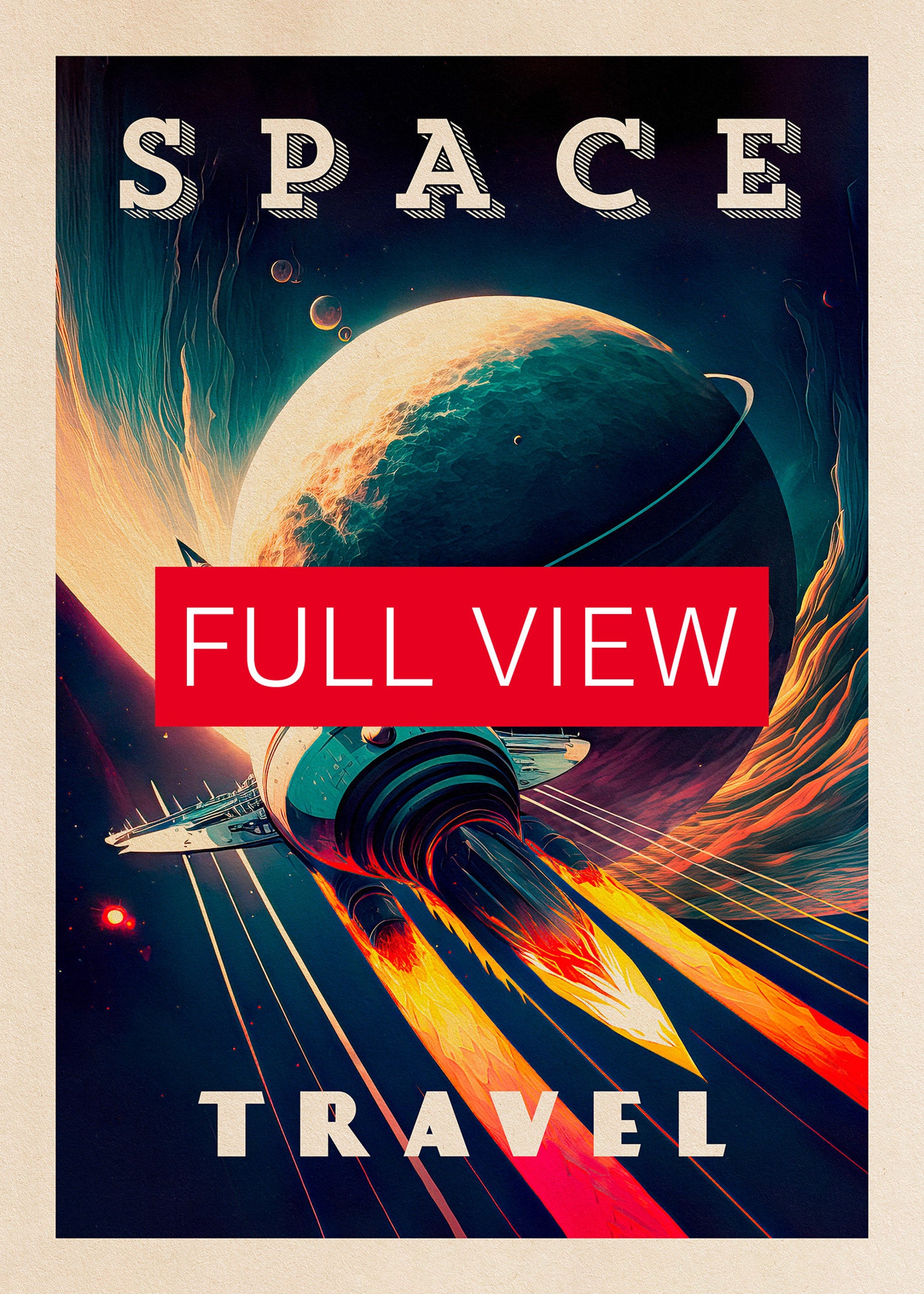 Space Travel — Retro Space Poster 1950s, Retrofuturism Art Print With ...