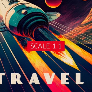 Space Travel — Vintage Retro Space Poster, Retrofuturism Poster, Retro ...