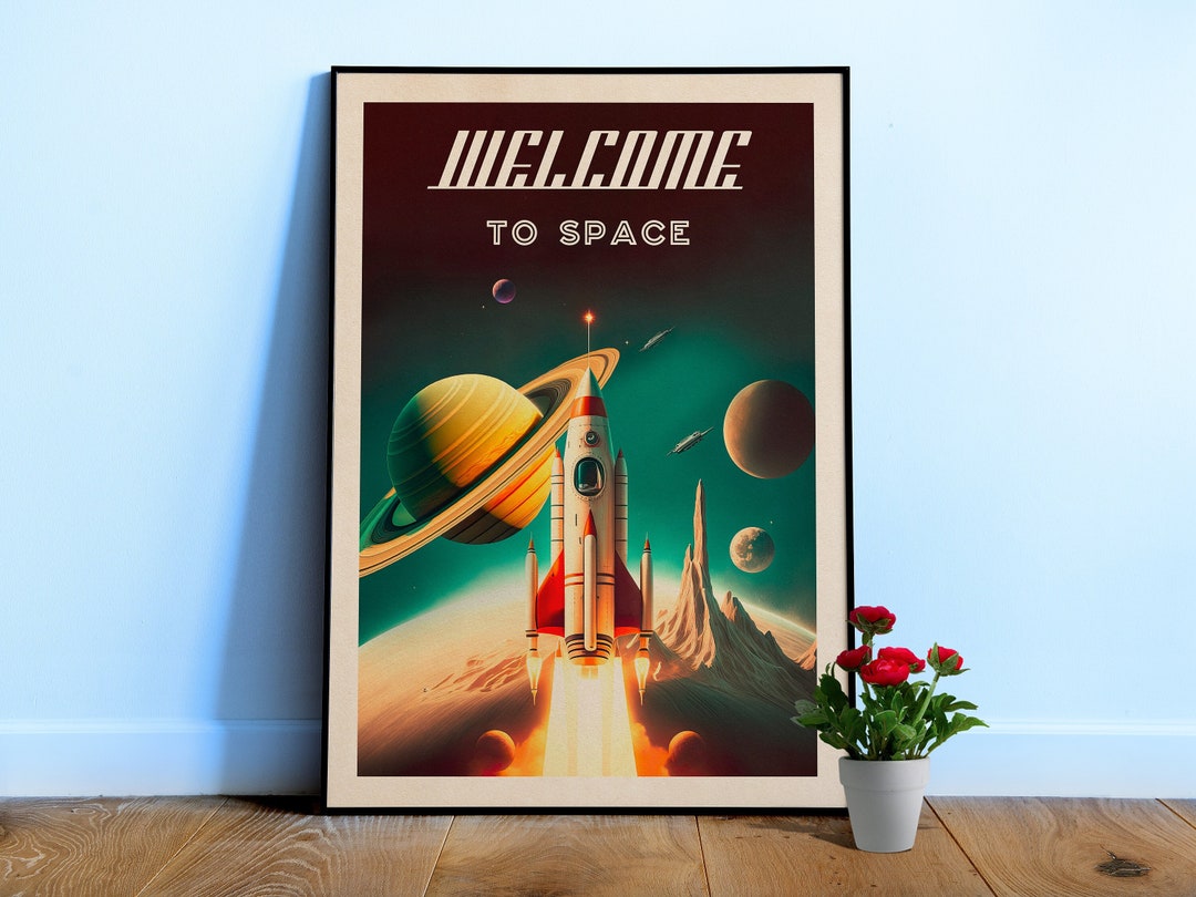 Welcome to Space — Vintage Retro Space Poster, Retrofuturism Poster ...