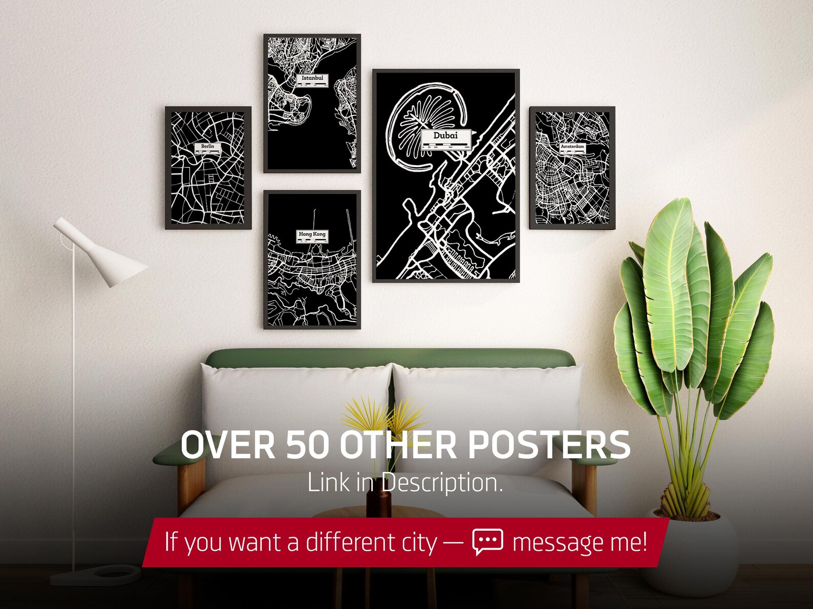 Kuwait City Map, Hand Drawn Poster — Black/white Modern Urban Print ...