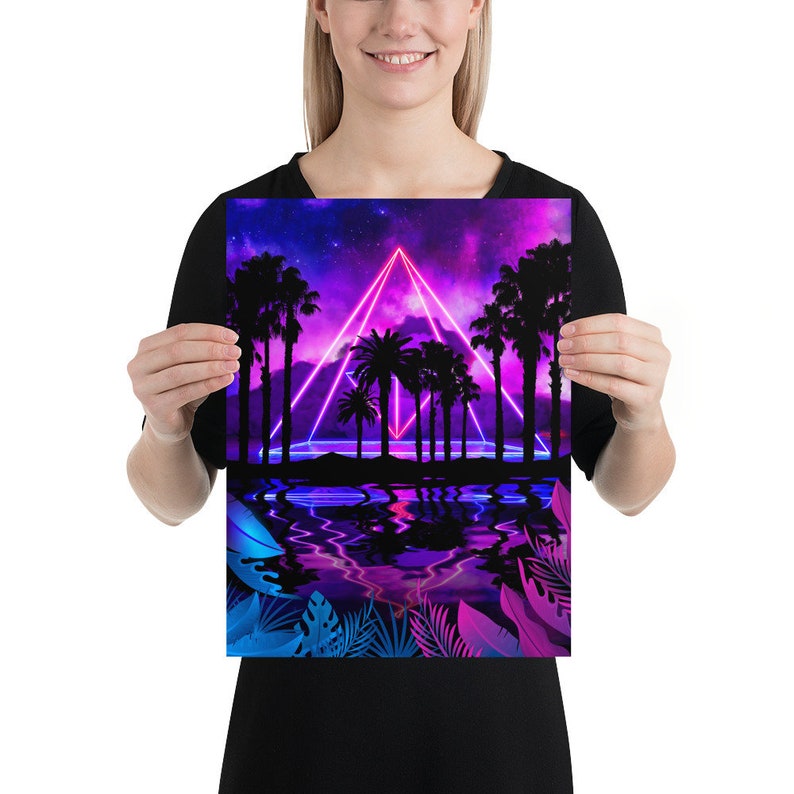 Neon Palms Landscape: Pyramid [synthwave/vaporwave/cyberpunk ...