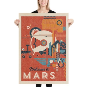 Welcome to Mars — Vintage Space Poster, Retro Space Art, Propaganda ...
