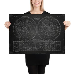 Constellations, Star Map Poster — Vintage Astronomy Poster, Space ...