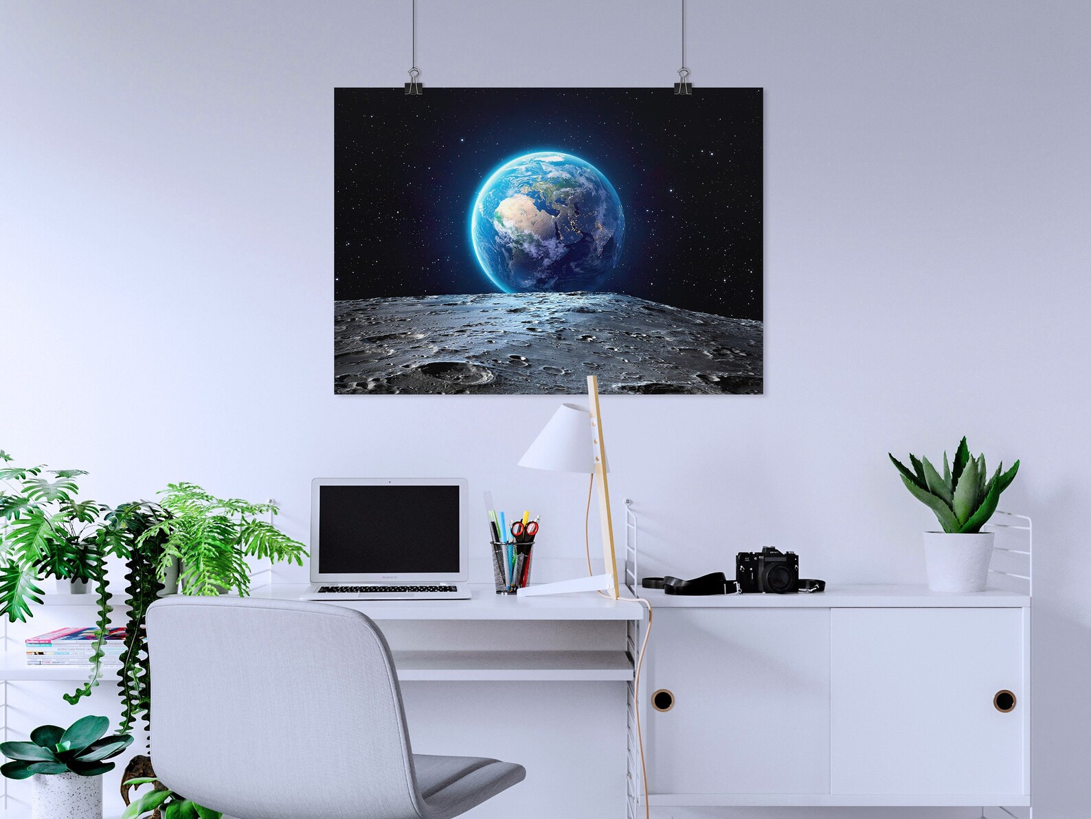 Earth and Moon: Earth on the Horizon of the Moon (hi-res Photo Poster ...