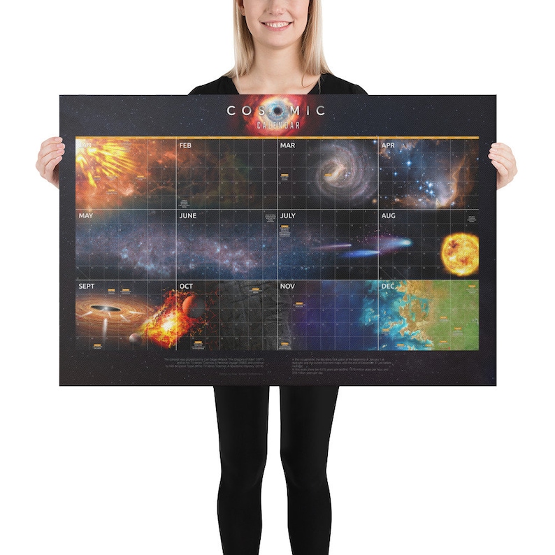 Cosmic Calendar (carl Sagan Style), Universe Evolution Chart — Canvas ...