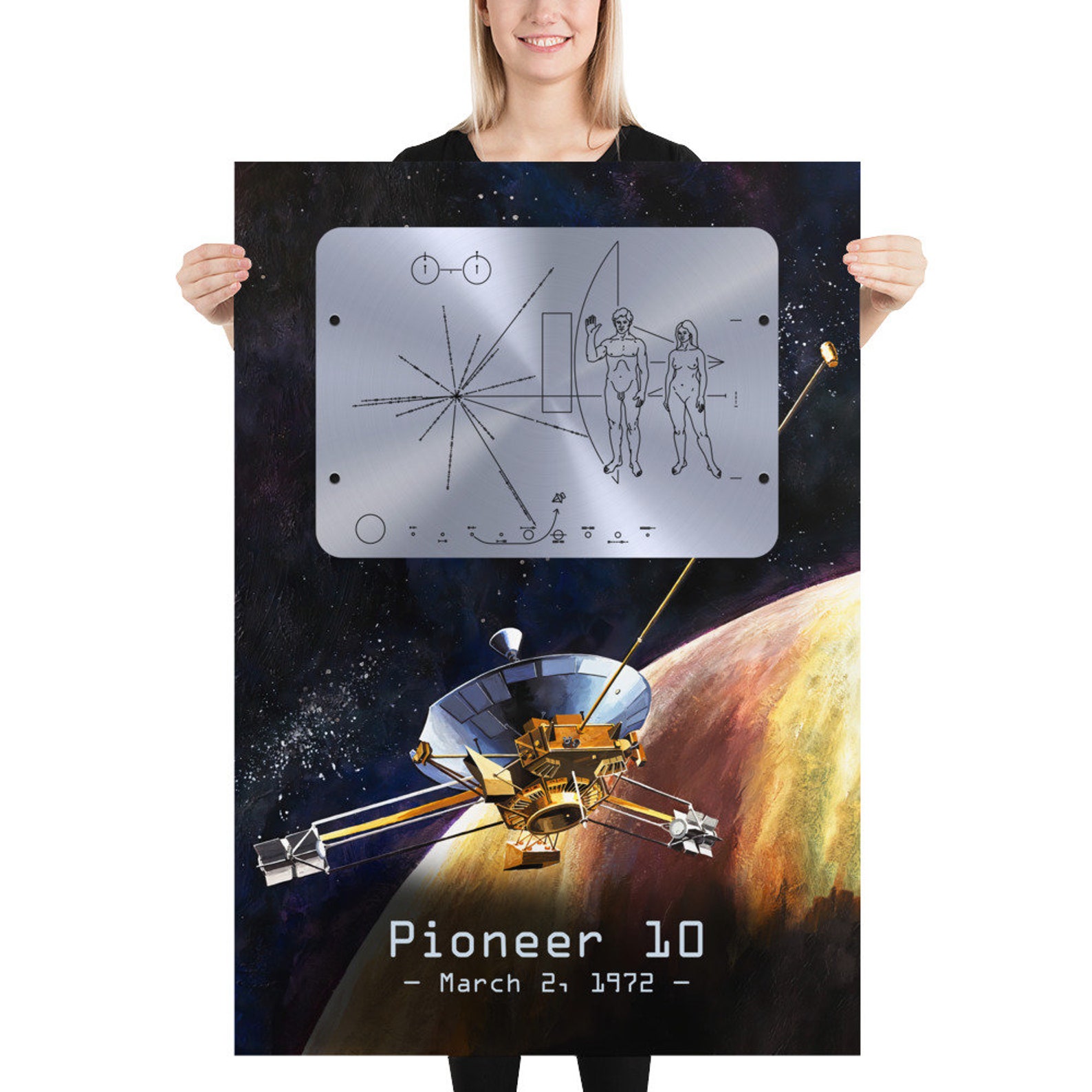 NASA Pioneer 10 Plaque, Jupiter — Space Poster, Science Poster, Space ...