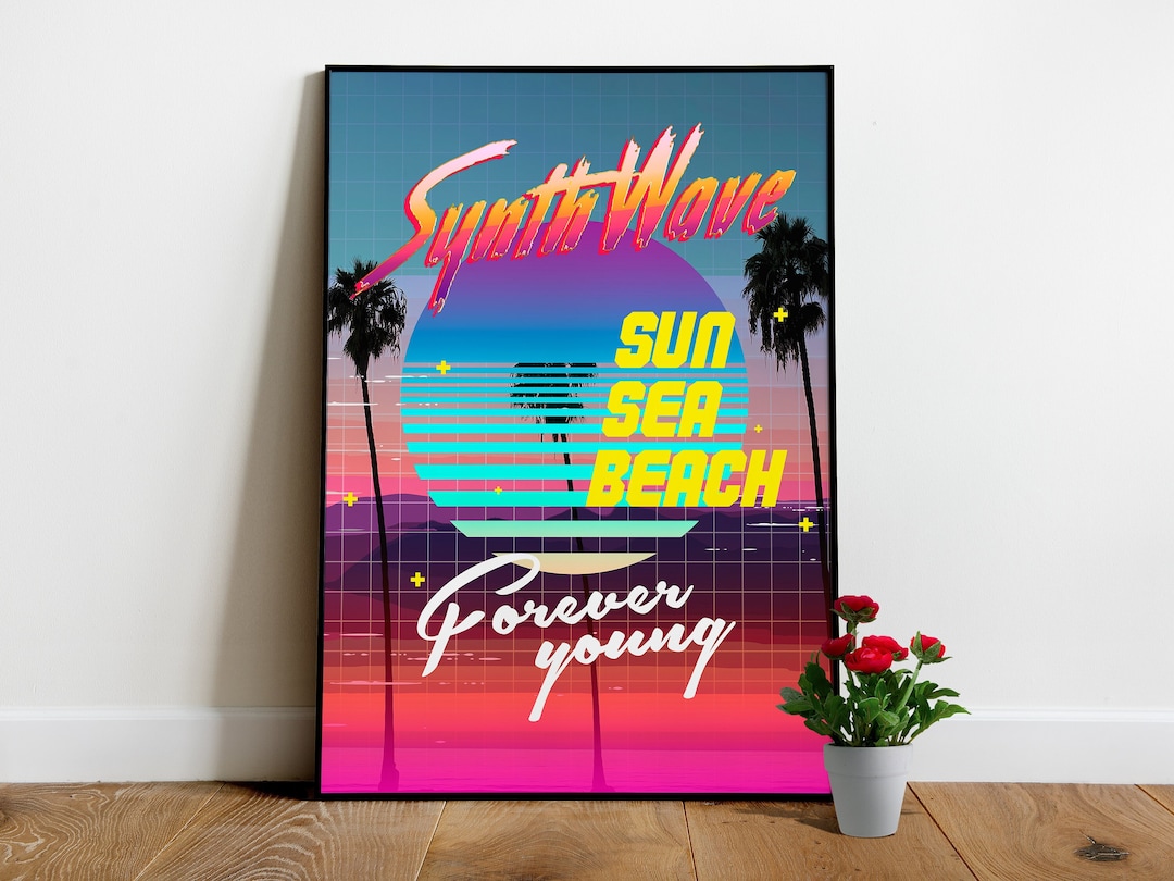 Synthwave Poster: Sun. Sea. Beach [retrowave/vaporwave/synthwave ...