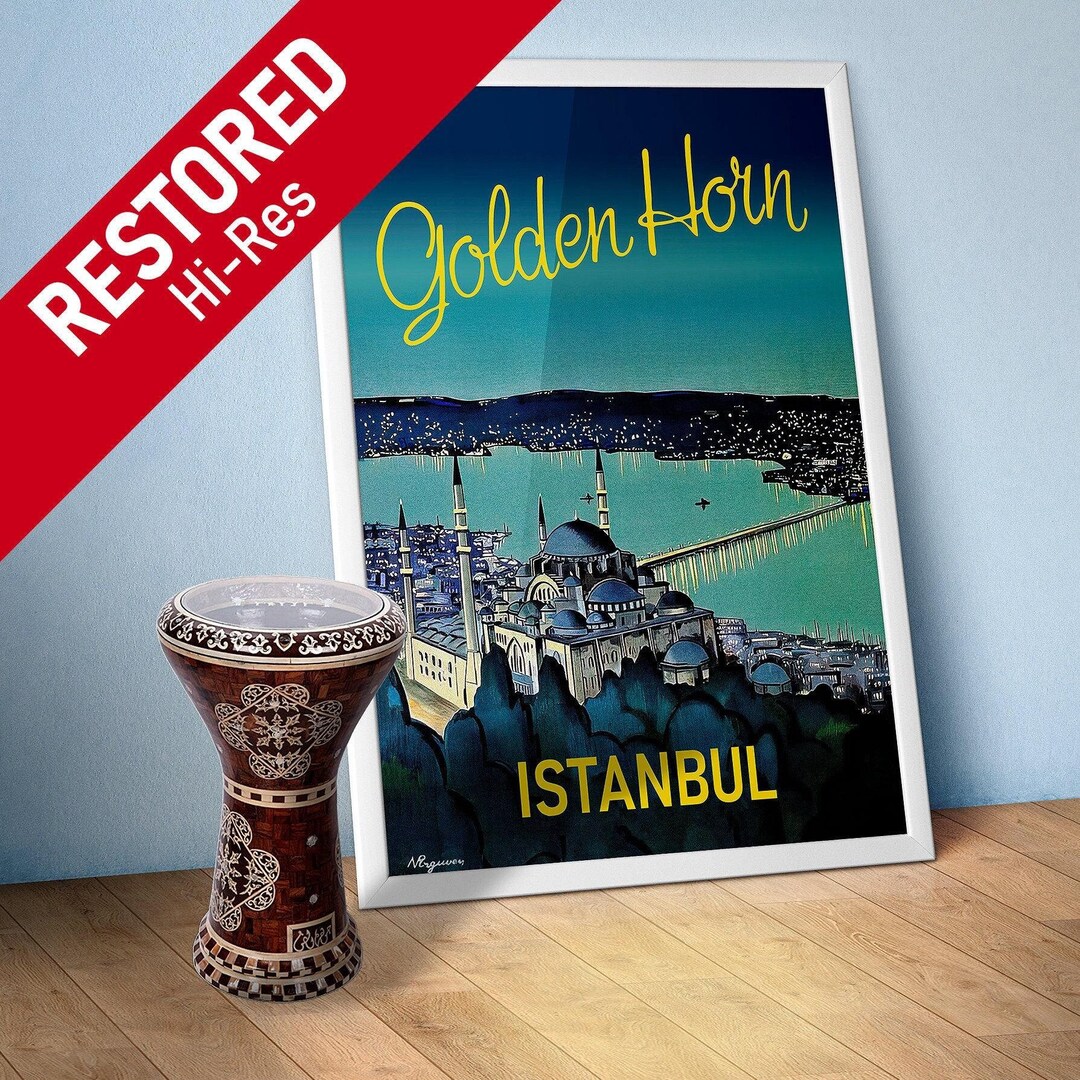 Istanbul, Turkey 1950s — Retro Travel Poster, Vintage Travel Art, Retro ...