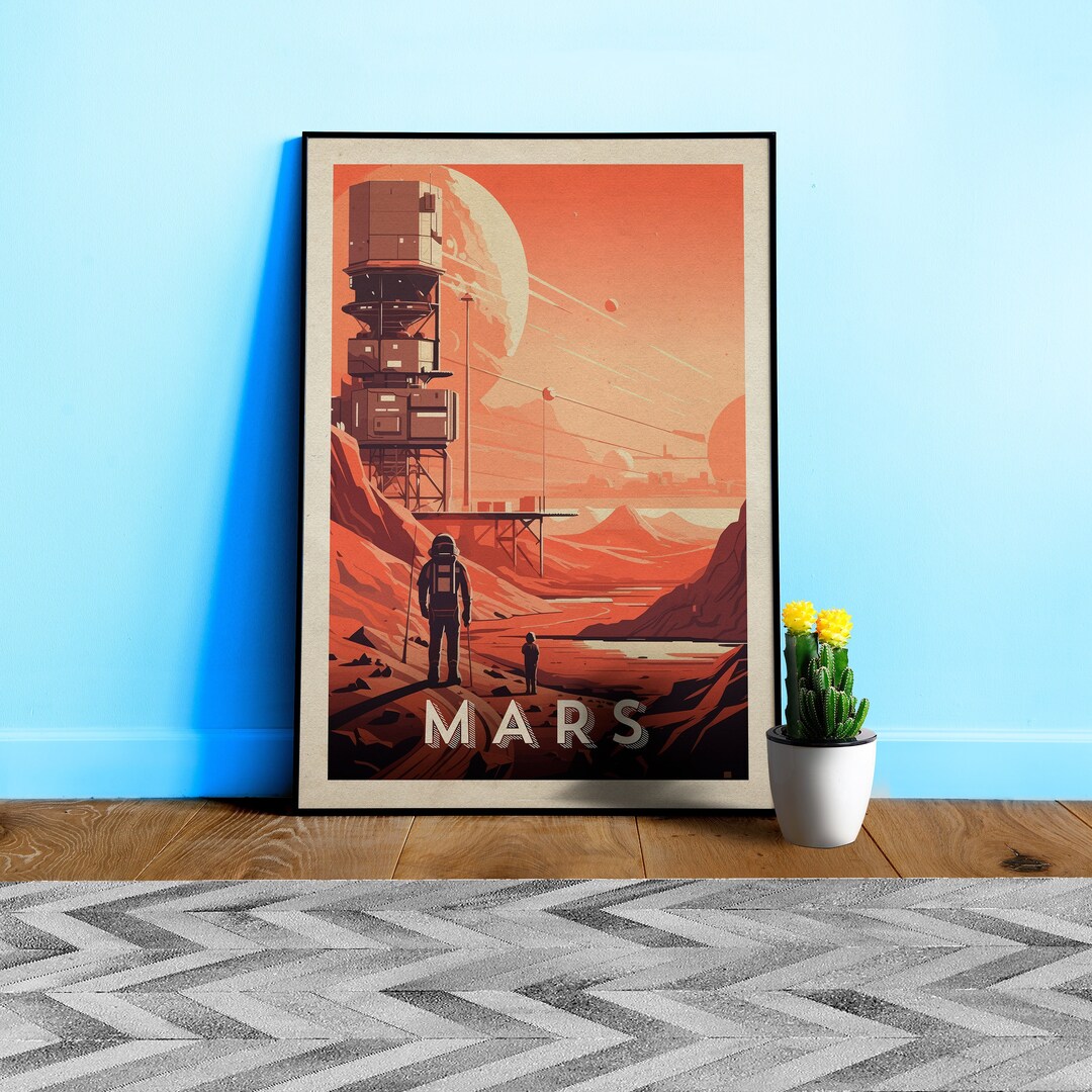 Mars, Colony, Astronaut — Vintage Space Poster, Retro Space Art ...
