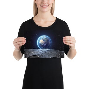 Earth and Moon: Earth on the Horizon of the Moon (hi-res Photo Poster ...
